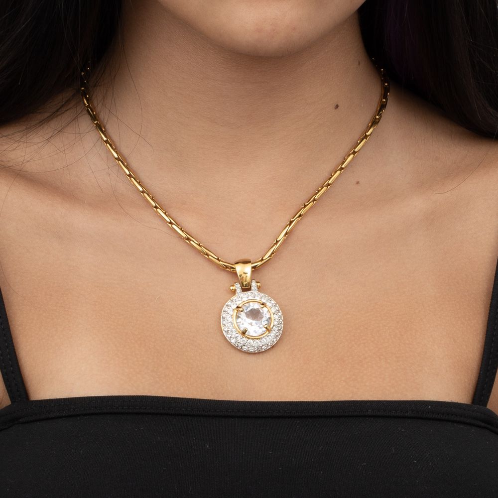 Colar Swarovski Pingente de Cristais Vintage | Brechó de luxo - prettynew