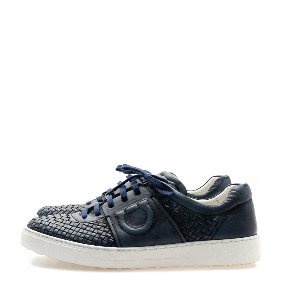 Tenis Salvatore Ferragamo Couro Azul | Brechó de luxo - prettynew