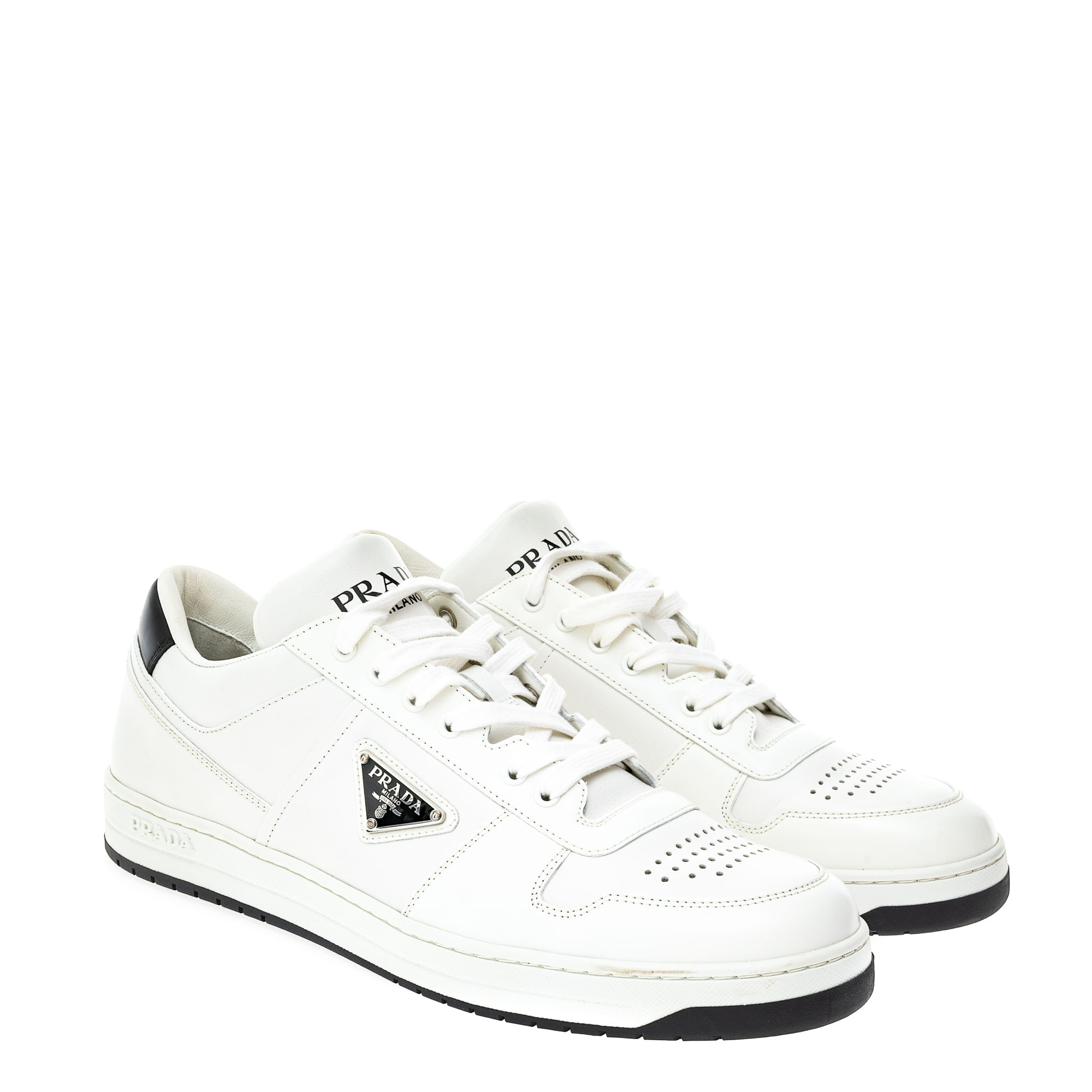 Tênis Prada Downtown Couro Branco | Brechó de luxo - prettynew