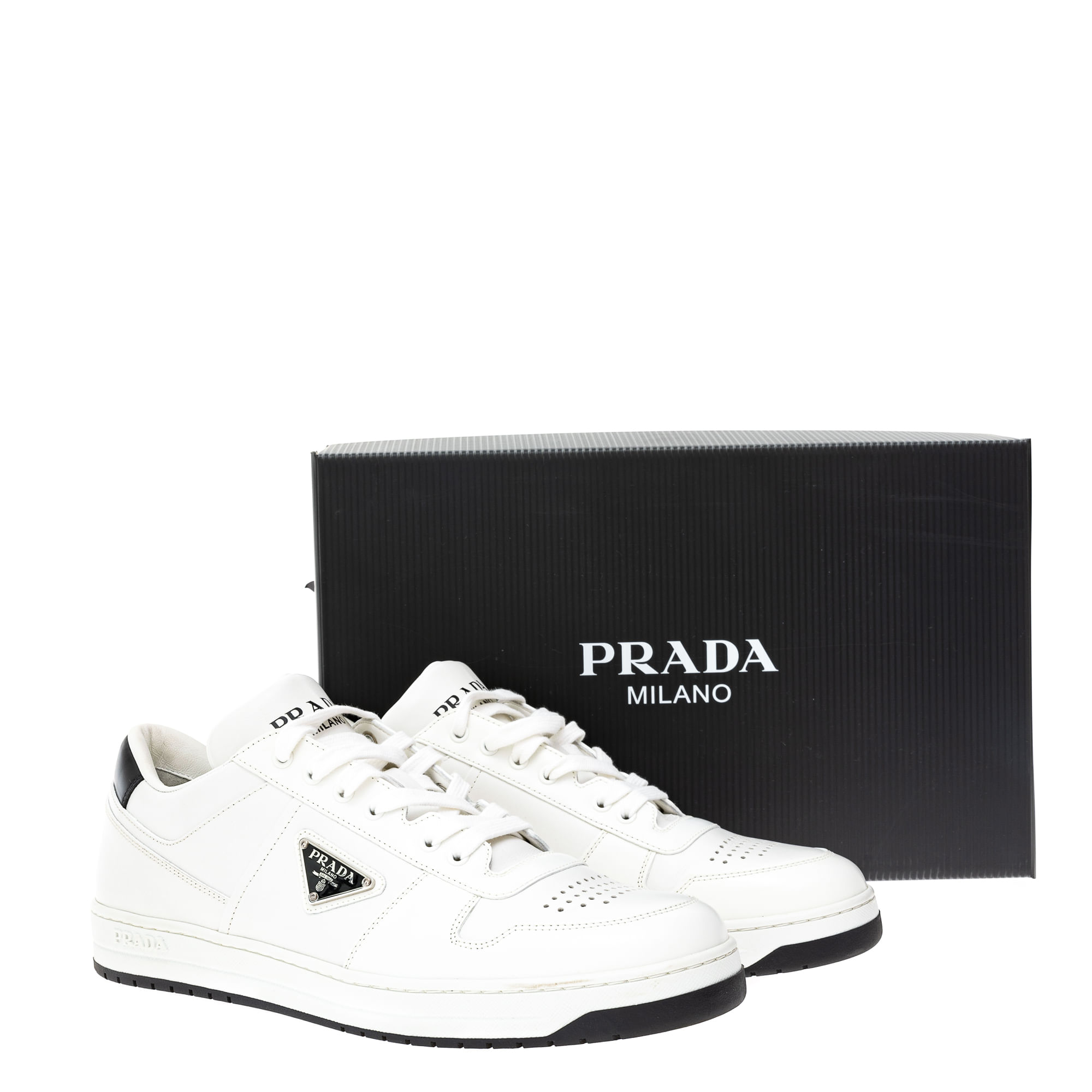 Tênis Prada Downtown Couro Branco | Brechó de luxo - prettynew