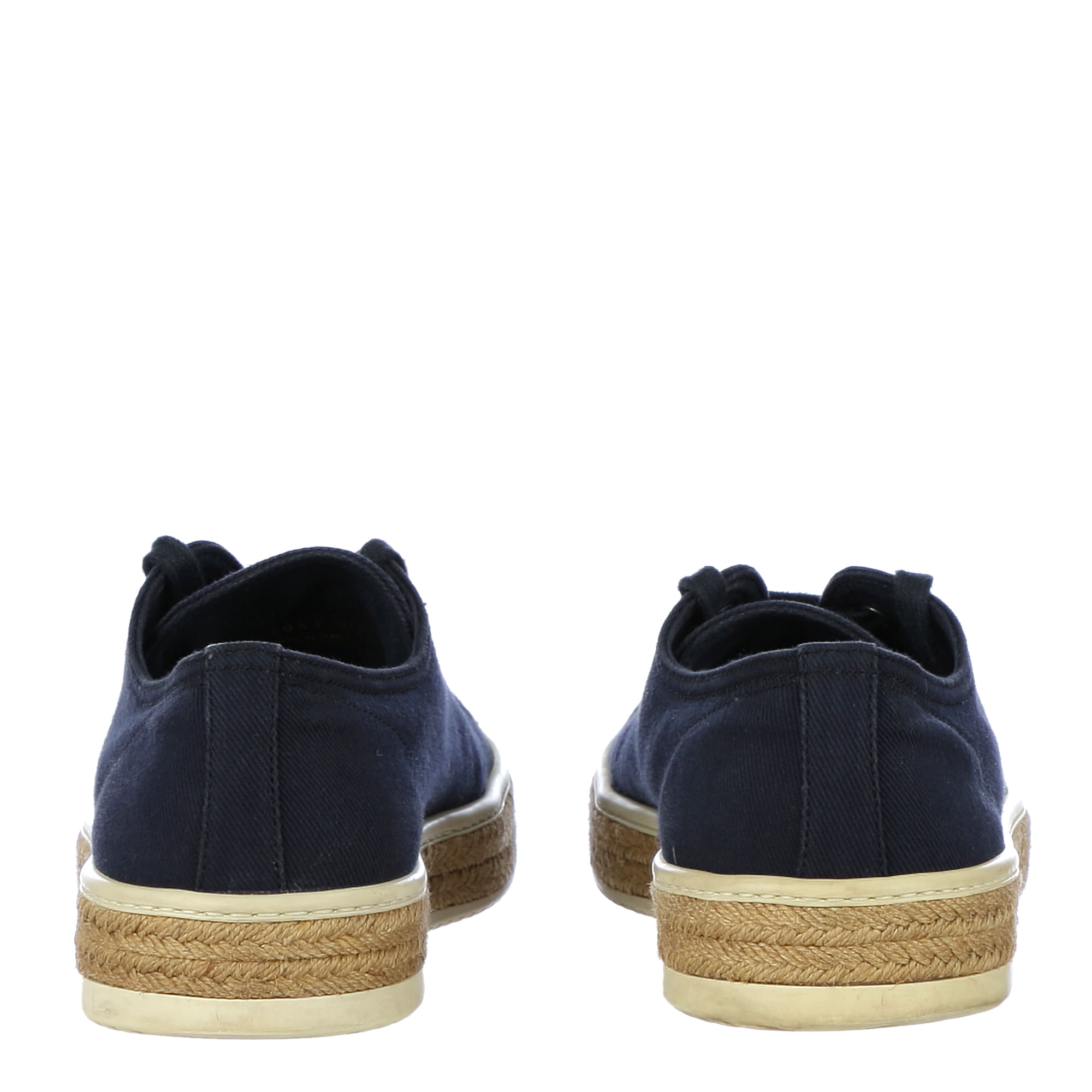 Tenis Prada Tecido Azul e Ráfia | Brechó de luxo - prettynew