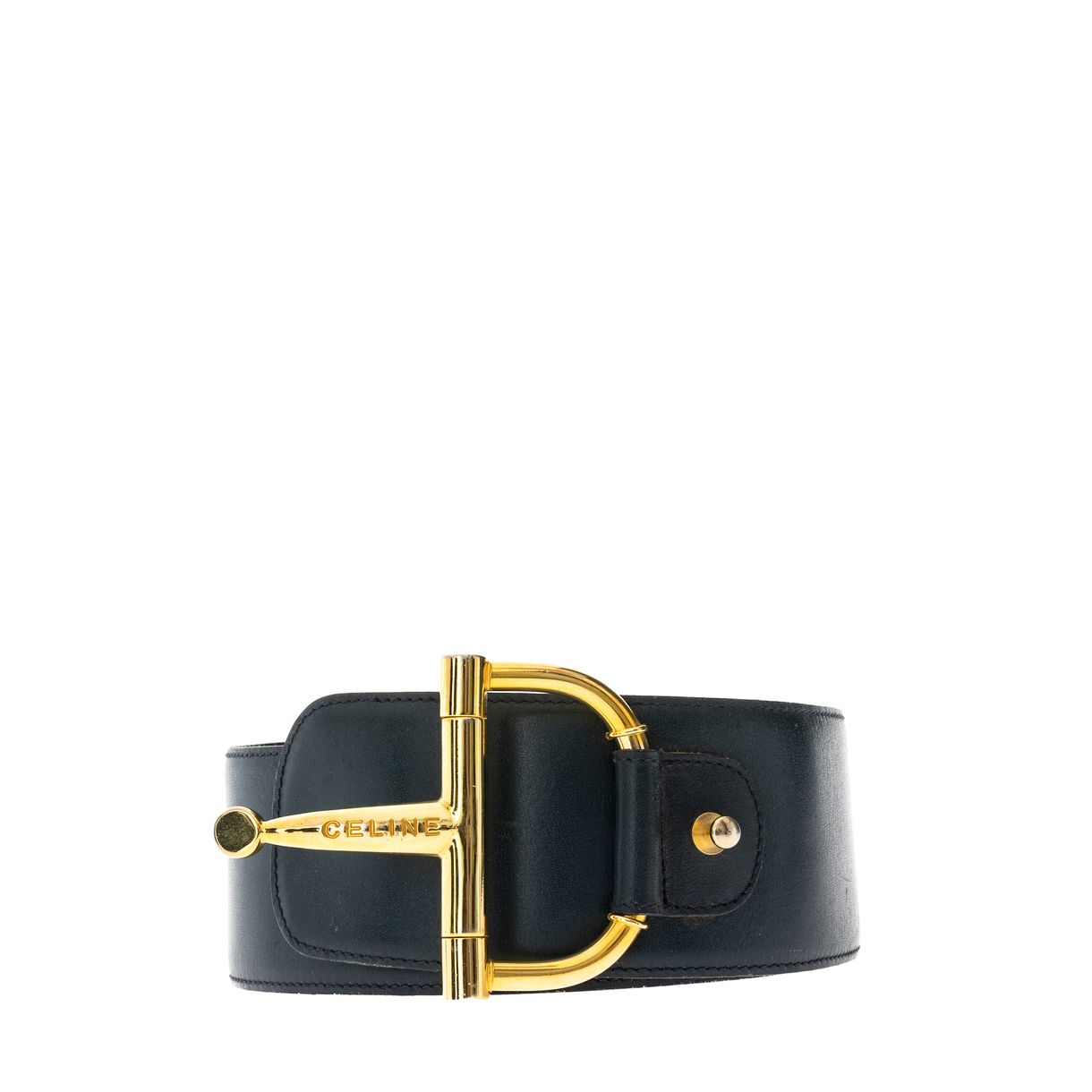 Cinto Celine Vintage Couro Azul | Brechó de luxo - prettynew