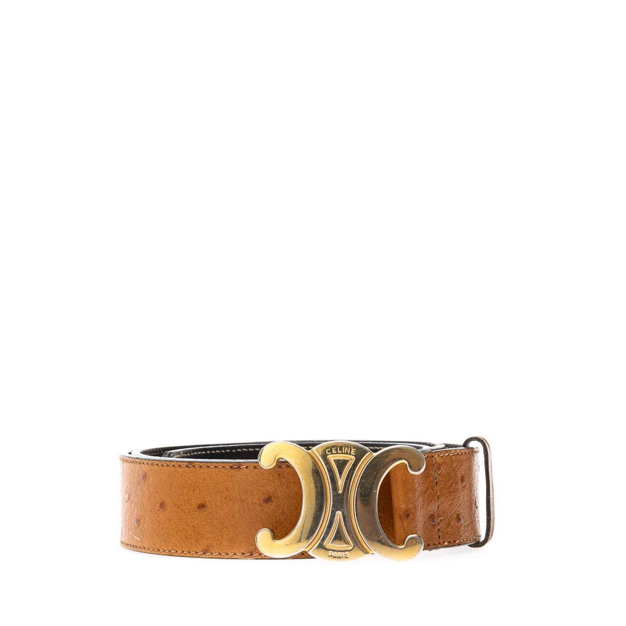Cinto Celine Vintage Couro Exótico Caramelo| Brechó de luxo - prettynew