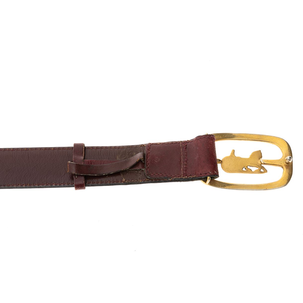 Cinto Celine Vintage Couro Bordô | Brechó de luxo - prettynew